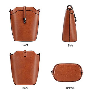 seOSTO Crossbody Bags for Women, Small Leather Bucket Crossbody Bag, Womens Vegan Bag/Bucket Purses/Handbags/Shoulder Bags