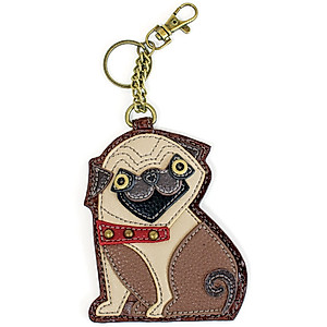 CHALA Handbags Dust Rose Shoulder Purse Tote Bag with Dog Key Fob/coin purse (Pug)
