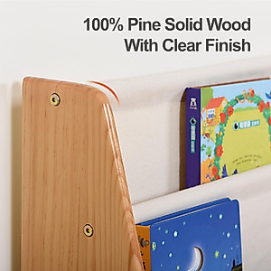 KRAND 4-Layer Kids Wooden Bookshelf, 4-Tier Layer Sling Bookcase, Baby Storage Book Rack,Toy Organizer Cabinet, Books Display for Playroom Livingroom Toddler Room Nursery and Classroom (Natural)