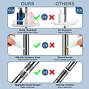 WSBArt 5.5-10ft Rustproof Shower Caddy Tension Pole,4 Tier Corner Caddy Shelf Height Adjustable Bathtub Organizer Shower Tension Rod Shower Caddy Shower Racks
