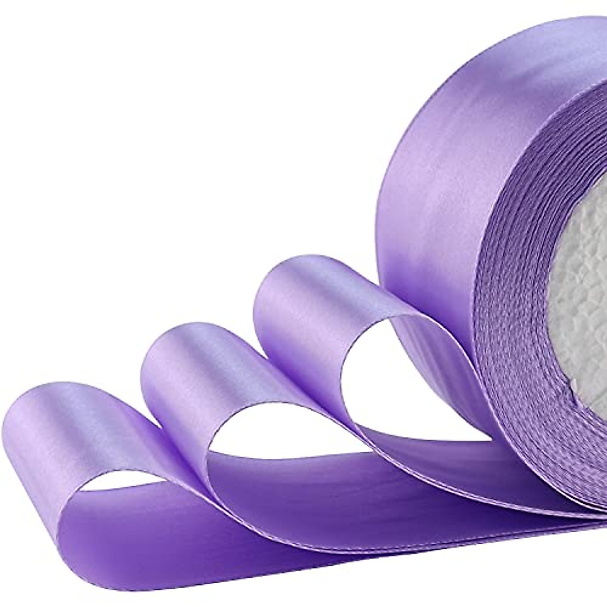 Nsilu 25 Yards 2 inches Wide Satin Ribbon Suitable for Wedding, Party and Gift Box Packaging Ribbon (Light Purple)