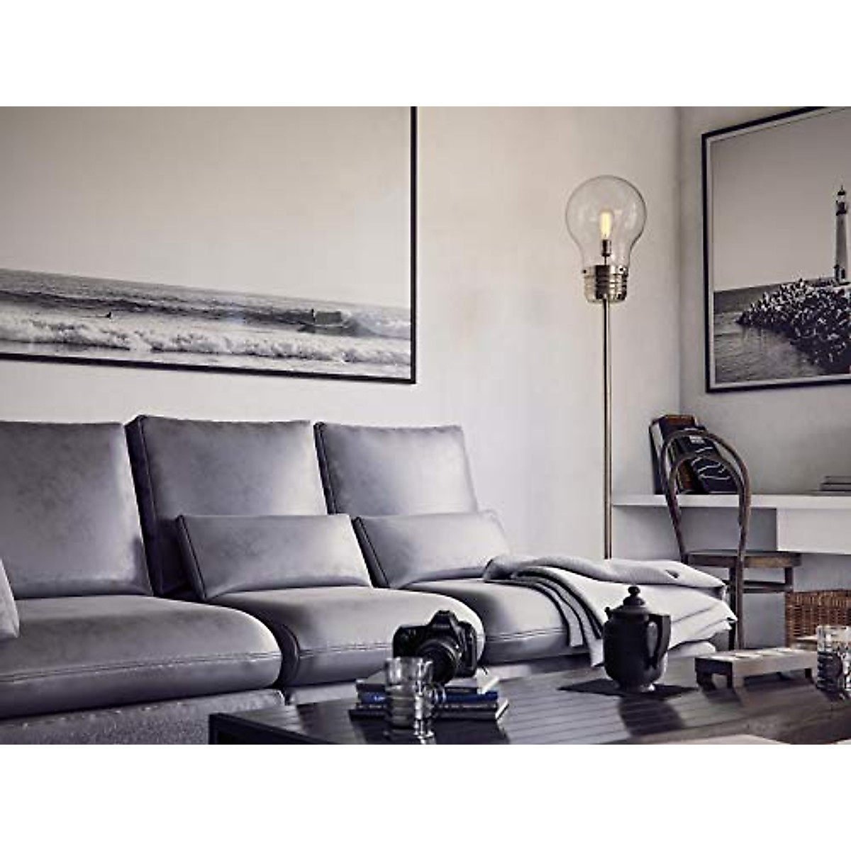 Kenroy Home 32463AB Edison Floor Lamp with Antique Brass Finish, Rustic Style, 71.5" Height, 11.438" Width, 11.438" Depth