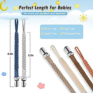 Pokipaw Pacifier Clip for Boys and Girls, 6 Pack Baby Pacifier Holder Leash 100% Handmade Braided Fits All Pacifiers & Teething Toys Modern Unisex Baby Gift