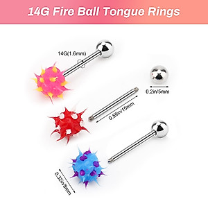 CrazyPiercing 10pcs Surgical Steel Spiky Acrylic Fire Tongue Nipple Ear Rings Bar Barbell Stud Piercing