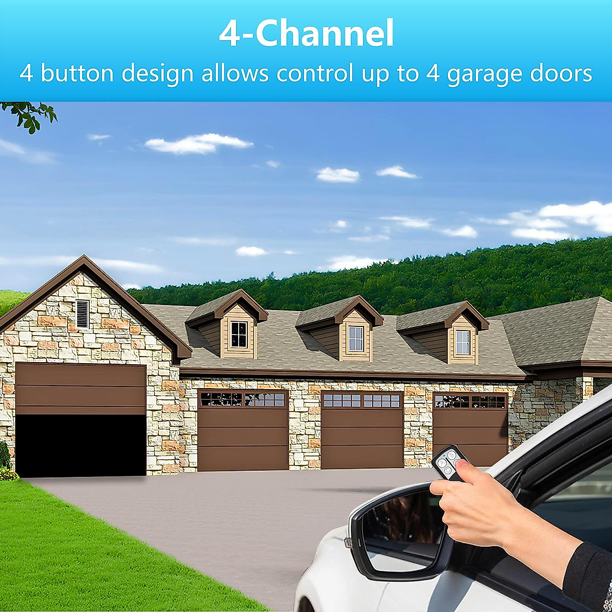 Universal Garage Door Remote for Liftmaster Chamberlain Craftsman Openers with 5 Colors Learn Button, Purple Yellow Green Orange Red, Keychain Included, 1 Pack