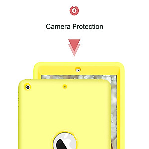 Hocase Compatible with iPad 5th/6th Generation Case, High-Impact Shock Absorbent Dual Layer Silicone+Hard PC Bumper Protective Case - Bright Yellow