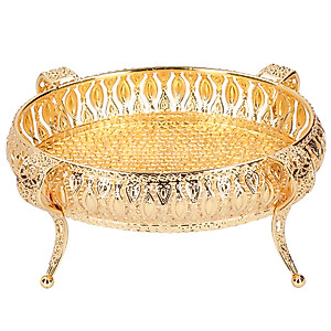 Metal Fruit Tray, Zinc Alloy Table Centerpiece Food Stand Dessert Storage Plate Holder Snack Bread Candy Storage Dish for Party Kitchen Countertop Decorative