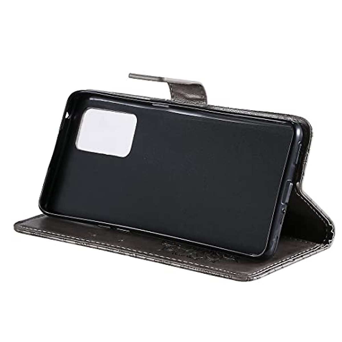 SATURCASE Case for Oppo Reno 6 Pro 5G, Sun Flower Embossing PU Leather Flip Magnet Wallet Stand Card Slots Protective Cover with Hand Strap for Oppo Reno 6 Pro 5G (Gray)