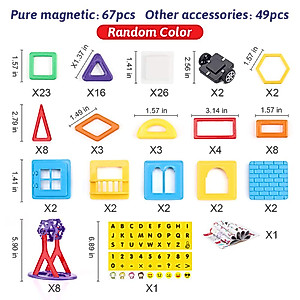 nicknack Mini Magnetic Blocks Toys Magnetic Tiles Building Blocks for Kids Baby and Toddler Gift Magnet Stacking Block Toys, 116pcs