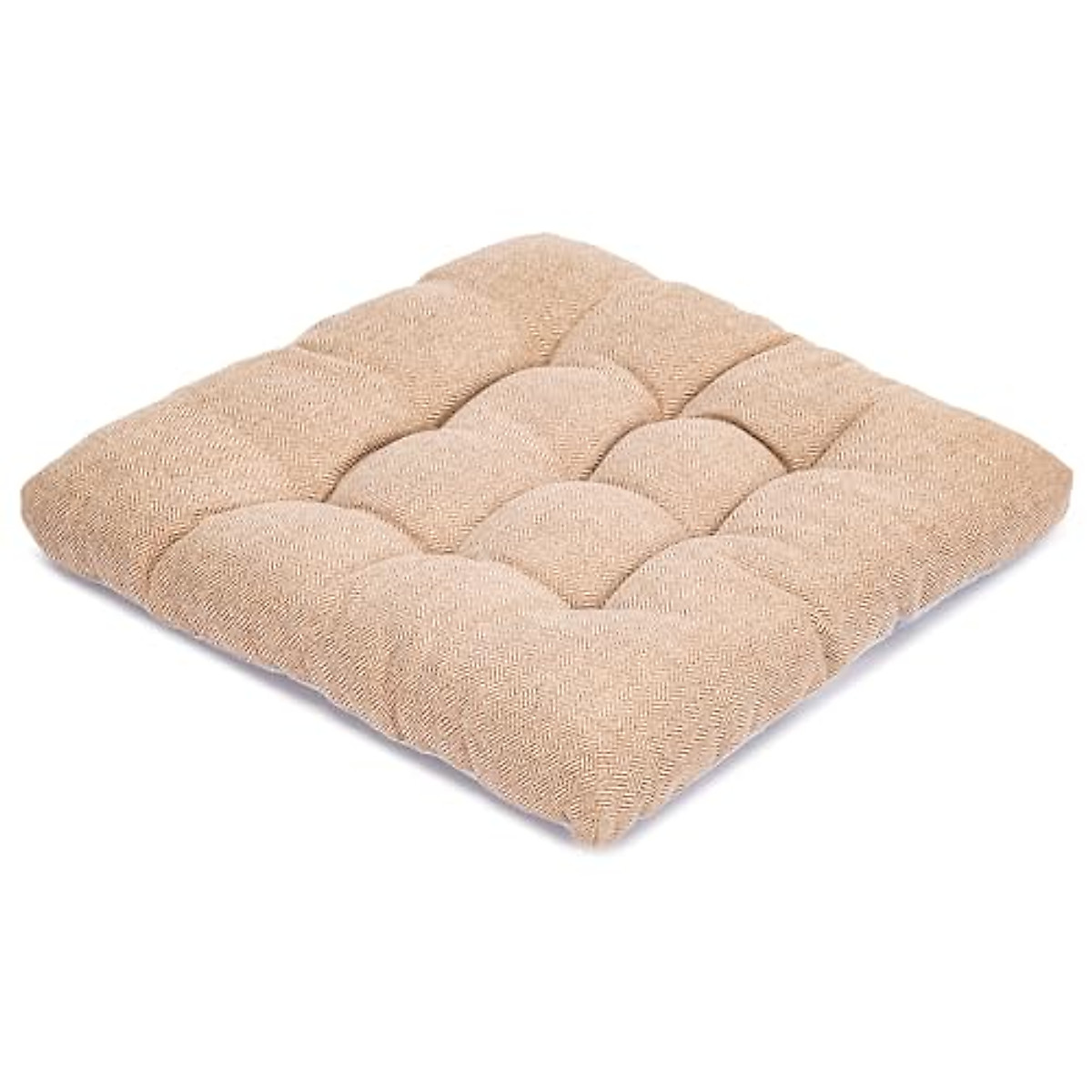 POMIU Outdoor Chair Cushions for Patio and Garden Furniture, Chair Pads Set Premium Comfortable Thick Fiber Fill Tufted Seat Floor Cover (2 Pack, 19" x 19", Khaki)