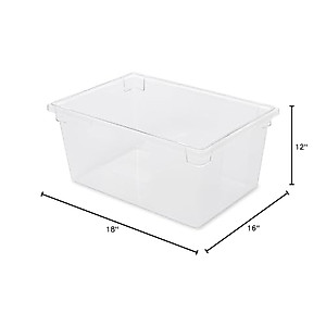 Rubbermaid Commercial Products Food Storage Box/Tote for Restaurant/Kitchen/Cafeteria, 16.5 Gallon, Clear (FG332800CLR)