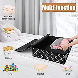 HIPIHOM Underbed Storage Containers, Foldable Under Bed Storage Bags Large Capacity Under-Bed Storage Bins for Blankets, Clothes, Sweaters Comforters with Handles Visible Clear Window, Black 4 Pack