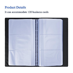Business Card Organizer Business Card Holder Book, Portable Business Card Binder File Sleeve Storage, Business Card Holders, Name Card Holder for Men & Women, 120 Cards, Black