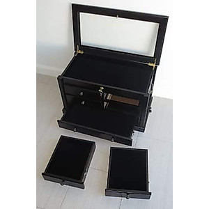 DisplayGifts Collector's Choice Solid Wood Knife Display Case Tool Storage Cabinet w/ 5 Drawer Gallery Quality Black