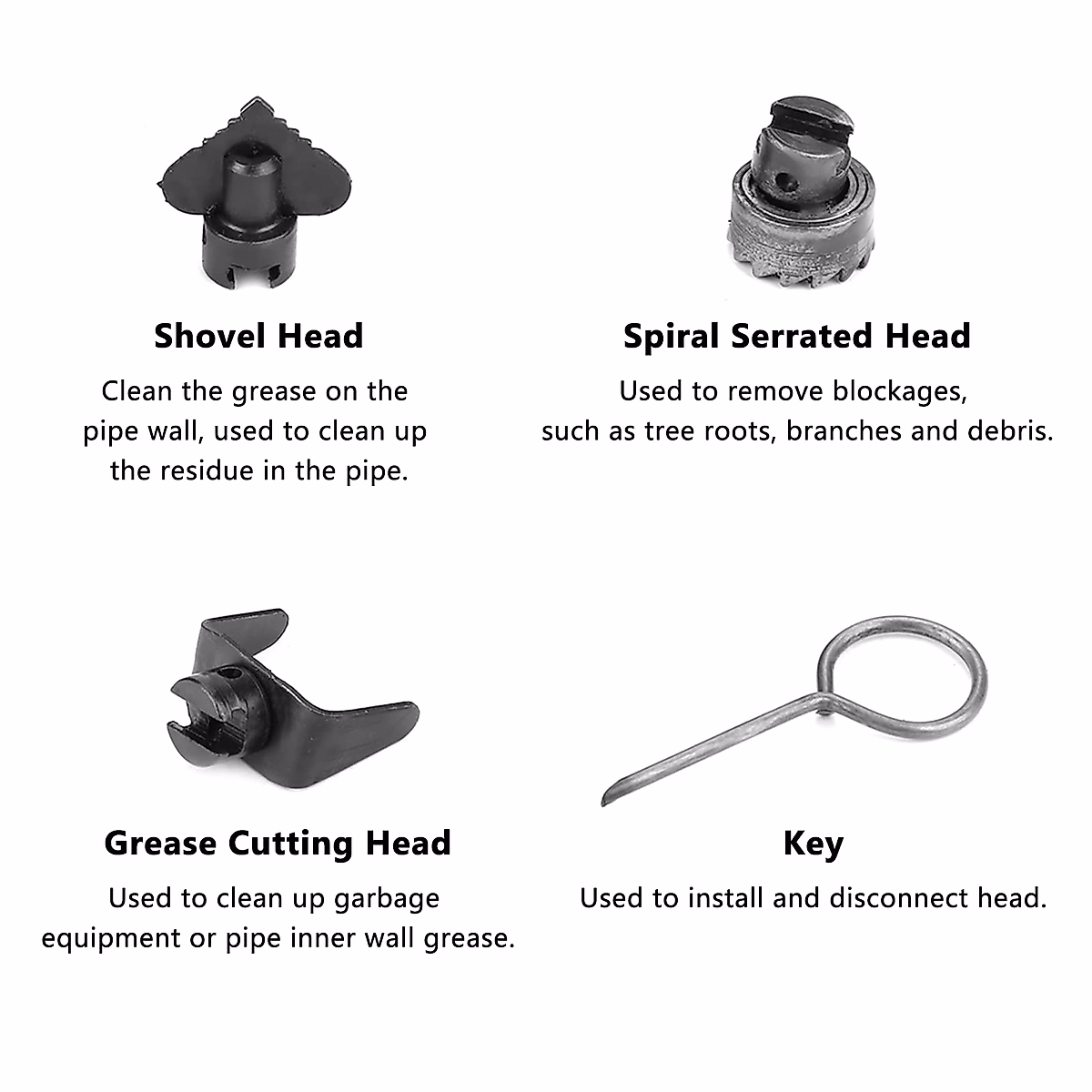 Watris Veiyi Drain Cleaner Combination Cutter Head Set, 7 PCS 16mm Manganese Steel Pipe Dredge Cutter Heads for Pipeline Dredging Machine