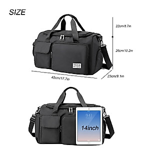 ZHIERNA Travel Duffle Bag With Shoes Compartment, Sports Gym Bag Weekender Bags for Women(Black)