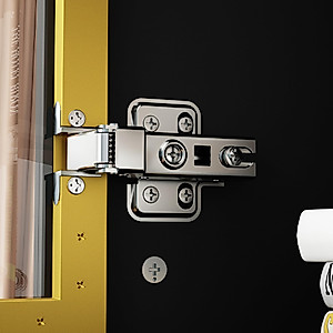 ECACAD Modern Bookcase Storage Cabinet with 2 Glass Doors and 3 Ripple Drawers, Wood Bookshelf Display Cabinet with Metal Legs for Living Room & Office, Black (31.5”L x 15.7”W x 71.9”H)