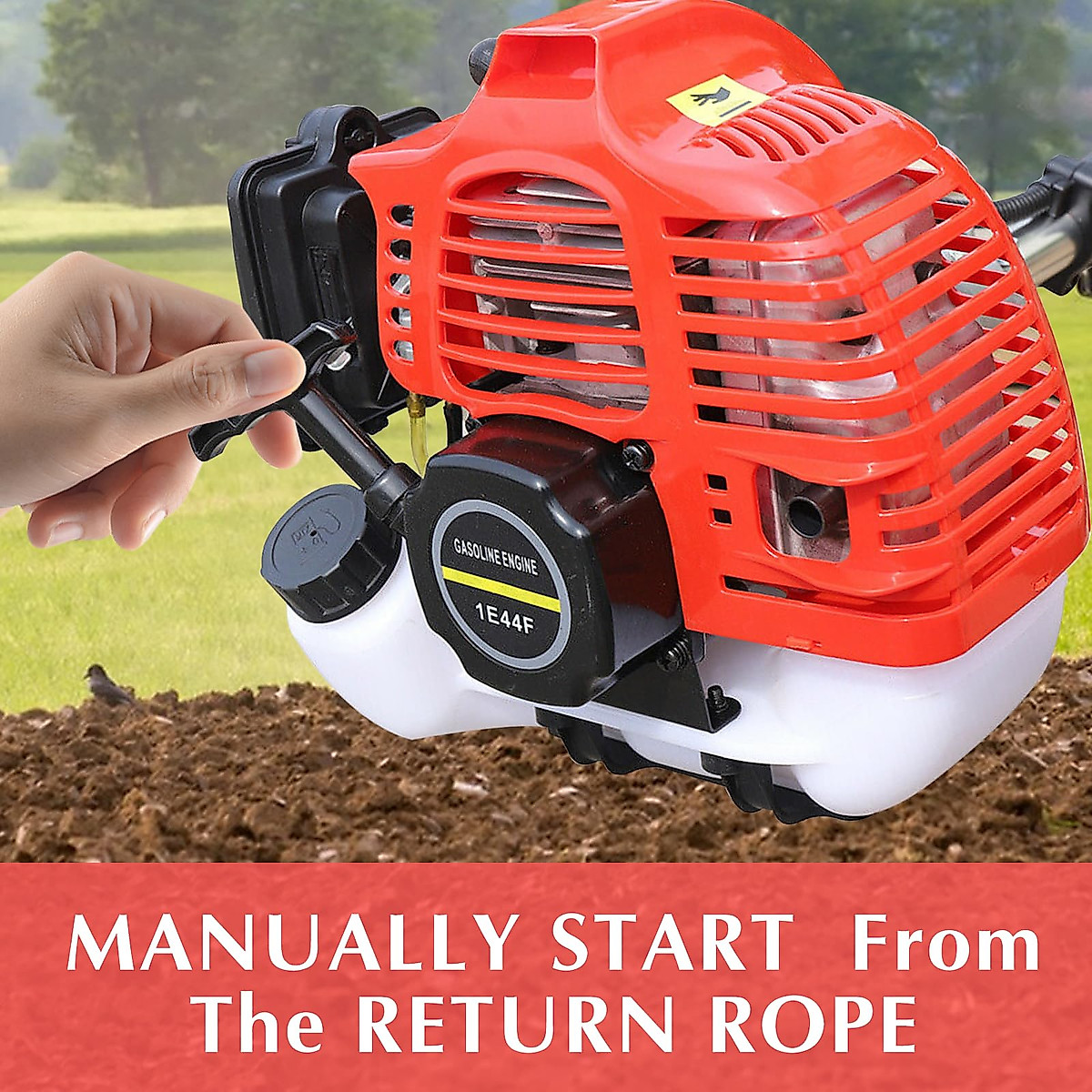 Handheld Tiller Cultivator, 42.7CC 2 Stroke Gas Powered Yard Garden Farm Tilling Tool,Mini Weeding Tilling Tool Gas Powered Engine
