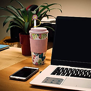 Almagic Cute Silicone straw covers cap 12 Pack,reusable Drinking Straw Covers Cap,Dust-Proof Straw Cap Toppers,With transparent storage box, convenient storage,for 6-9mm Straw