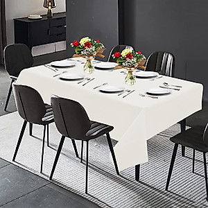 PARTY BARGAINS 5 Disposable Table Covers - 54" X 108", 3 Ply Paper & Plastic White Table Cover
