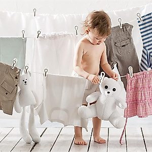 Rovedcity Plastic Clothes Pins Strong Clothespins-24PCS Heavy Duty Laundry Clothes Clips Windproof Clamps Clothes Pegs, No Trace Design for Clothes