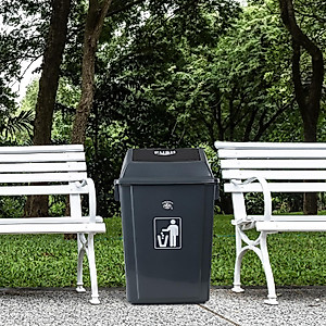 Guankan 13 Gallon Plastic Trash Can with Swing Lid, Large Kitchen Garbage Can with Lid, Grey, 4-Pack