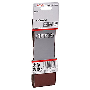 Bosch Professional 2608606004 Sanding Belts60x400 G150, Red, 60 x 400 mm, Set of 3 Pieces