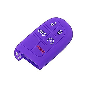 SEGADEN Silicone Cover Protector Case Holder Skin Jacket Compatible with Chrysler Dodge Jeep 5 Button Smart Remote Key Fob CV4750 Deep Purple