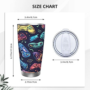 AYCZN Video Game 20 OZ Tumbler Stainless Steel Travel Coffee Mug, Colorful Insulated Water Bottle with Lid Leakproof Thermal Cup