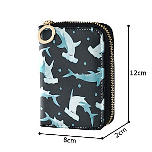 Slim Minimalist Soft Leather Mini Case Holder Organizer Wallet for Women Men Hammerhead Shark