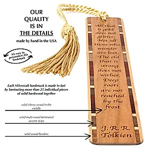 J.R.R. Tolkien Not All Who Wander are Lost Quote, Engraved Wooden Bookmark - Also Available with Personalization - Made in USA
