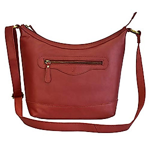Zinda Genuine Leathers Women's Handbag Hobo Top Zip Shoulder Sling Crossbody (Red)