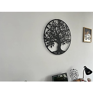 DEKADRON Metal Wall Art - Tree of Life - Family Tree - 3D Wall Silhouette Metal Wall Decor Home Office Decoration Bedroom Living Room Decor Sculpture (28" W x 30" H/71x76cm)