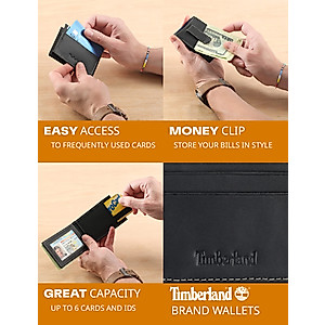 Timberland Men's Slim Leather Front Pocket Credit Card Holder Wallet,Compact,Slim