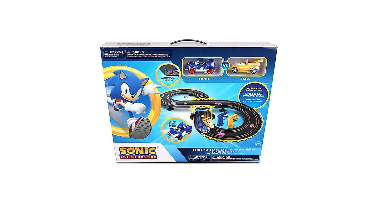 NKOK Sonic & Tails RC Slot Car Set - Race on Figure-8 Track