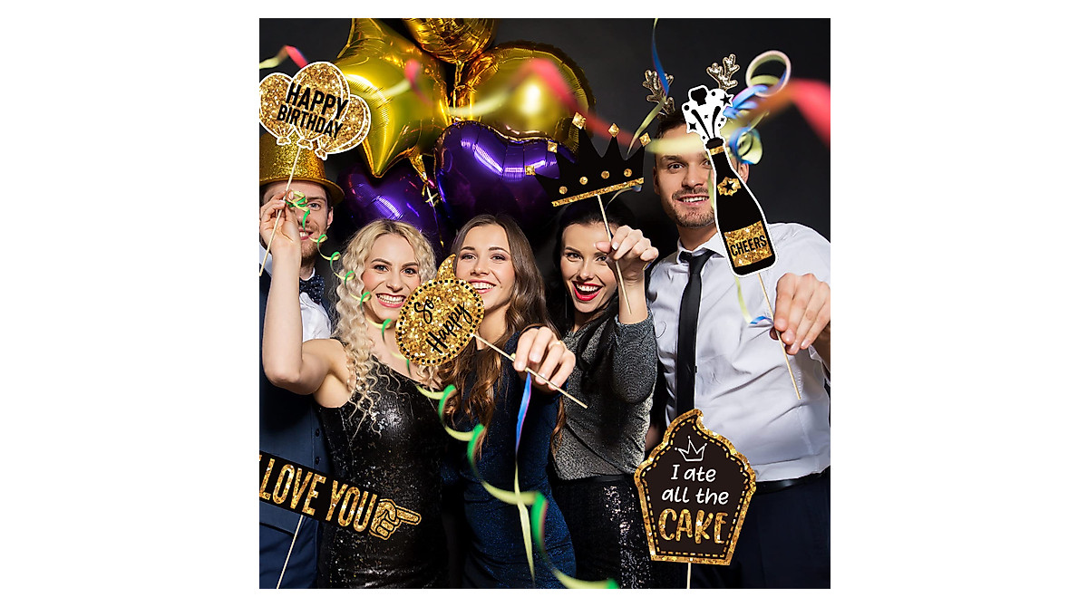 36 Pcs Birthday Photo Booth Props for Fun Celebrations