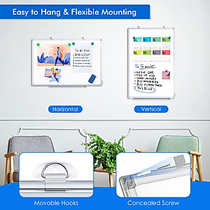 Magnetic White Board for Wall 24 X 18 Inches, White Board Dry Erase Board Hanging Whiteboard with Aluminum Frame for Office Home