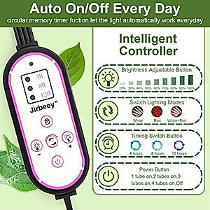 JIRBEEY Grow Lights with Stand for Indoor Plants Full Spectrum,80LEDs Plant Light with 25"-63" Adjustable Tripod, Dimmable Plant Growing Lamp with 4/8/12H Timer