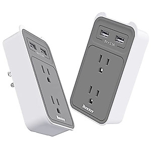 Outlet Extender with Multi Plugs, Huntkey Multi USB Plug Outlet Splitter W. Phone Cradle & 2 USB A Plug Charging Port （No Surge Protector)