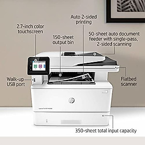 HP Laserjet Pro MFP M428fdn All-in-One Wired Monochrome Laser Printer, White - Print Scan Copy Fax - 40 ppm, 1200 x 1200 dpi, 512MB Memory, Auto Duplex Printing, 50-Sheet ADF, Ethernet, Cbmou Webcam