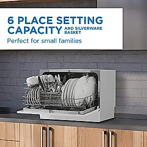 Danby DDW621WDB Countertop Dishwasher with 6 Place Settings, 6 Wash Cycles and Silverware Basket, Energy Star-Rated with Low Water Consumption and Quiet Operation