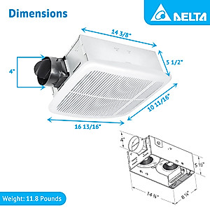 Delta Breez Radiance Exhaust Bathroom Fan 80 CFM Energy Efficient Quiet Operation Brushless Motor with Built-In Thermostat Heater, White