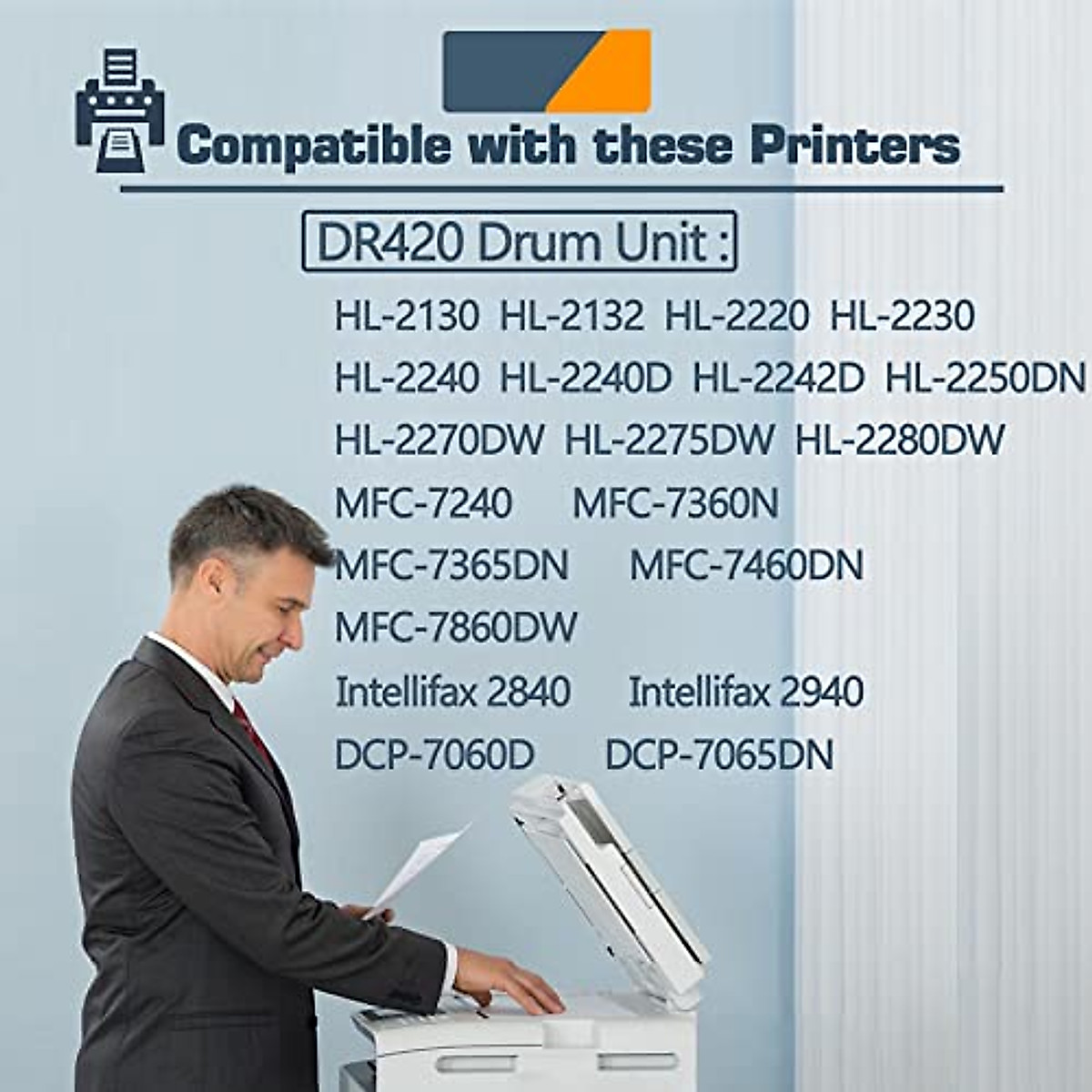 DR420 Compatible DR-420 Black Drum Unit Replacement for Brother DR-420 DCP-7060D DCP-7065DN Intellifax 2840 MFC-7240 HL-2130 HL-2132 Toner.(2 Pack)