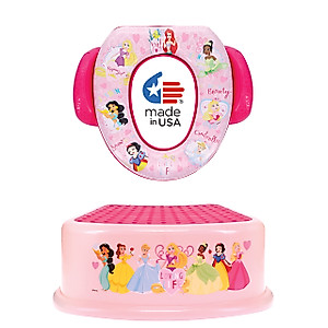 Disney Princess "Loving Life" 2 Piece Essential Potty Training Set - Soft Cushion, Baby Potty Training, Safe, Easy to Clean, Step Stool