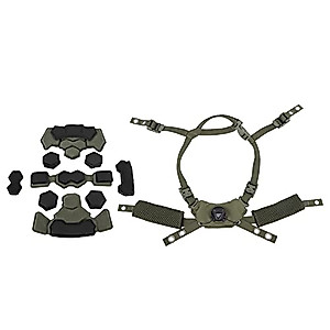 Helmet Padding Kit Adjustable Helmet Sphere Suspension System Soft Nylon Sponge Double Layer Outdoor (Army Green Sponge)