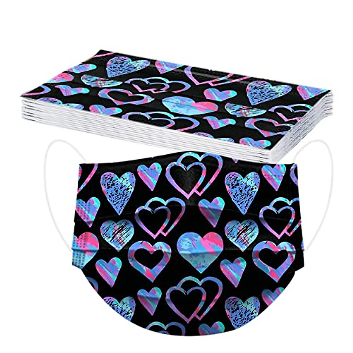 50Pcs Valentines Disposable Masks for Women Valentines Day Adult Disposable Couple Covering Love Valentine's Day Mask