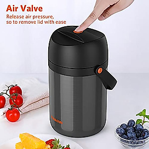 Runkrin Insulated Food Jar 64oz for Hot Food 6 Hours, 3 Tiers Leak-Proof Stackable Thermal Lunch Box Containers, Stainless Steel Vacuum Soup Storage for Men Women