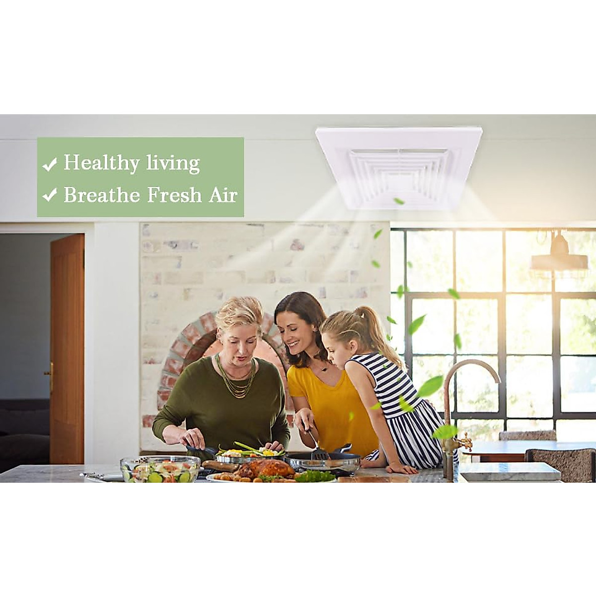 TIHCXNY 1-Piece (12" x 12") Bathroom Exhaust Fan Cover with Spring, Square Ceiling or Wall Mounted Exhaust Fan, Ceiling Fan, Grille, Air Diffuser, Diverter Ventilation Hood, Replacement Accessories