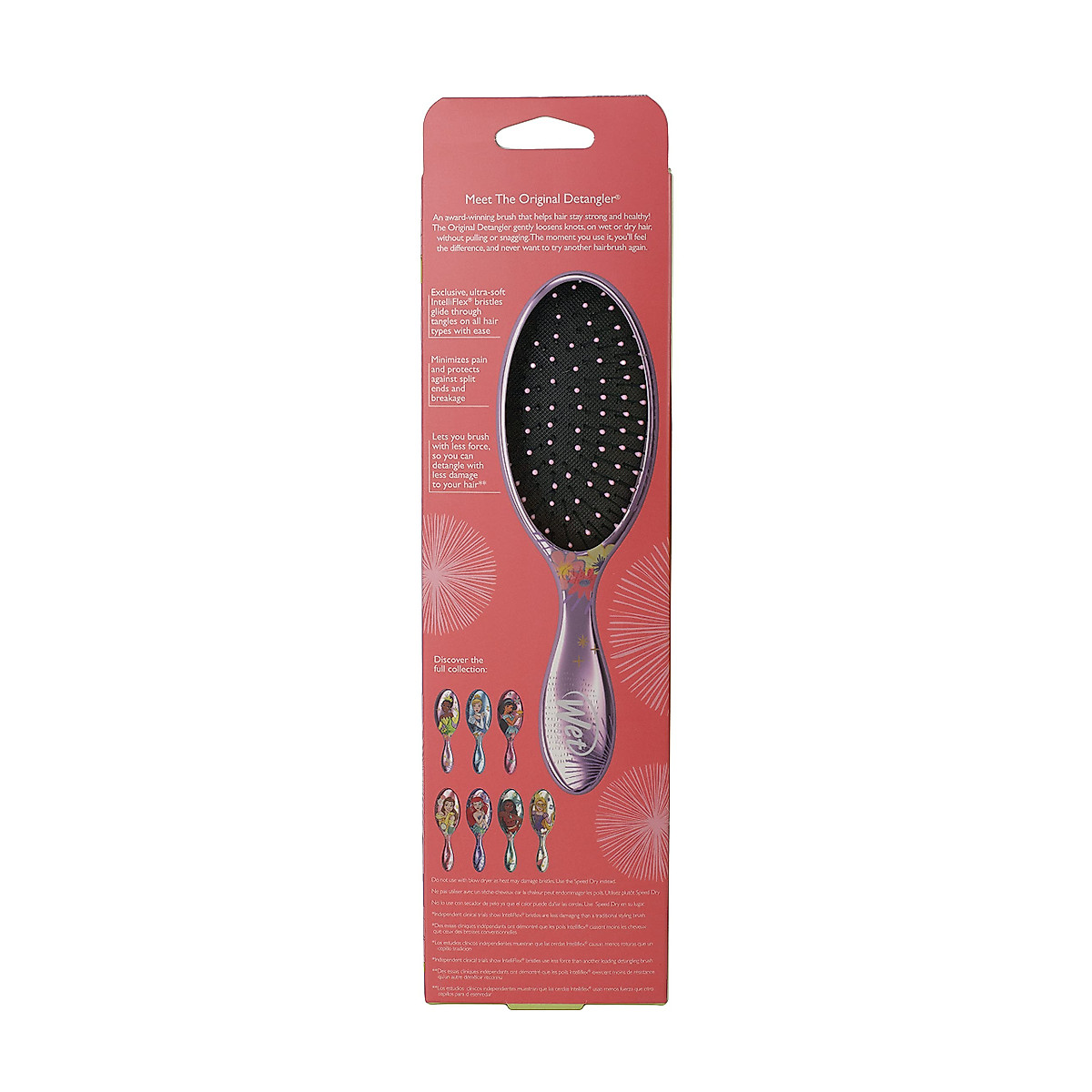 Wet Brush Disney Original Detangler Brush Princess Wholehearted - Tiana, Light Purple - All Hair Types - Ultra-Soft IntelliFlex Bristles Glide Through Tangles with Ease