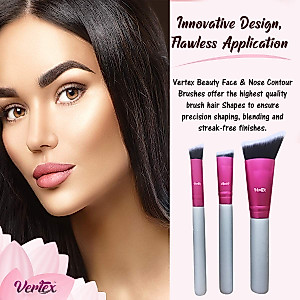 Nose Contour Brush Contouring Makeup Brush Set - Sculpting Blending Real Brush Hair Angled Blush Techniques Dramatic Cheekbones Highlighting Bronzer Palette Powder Concealer Foundation Cream